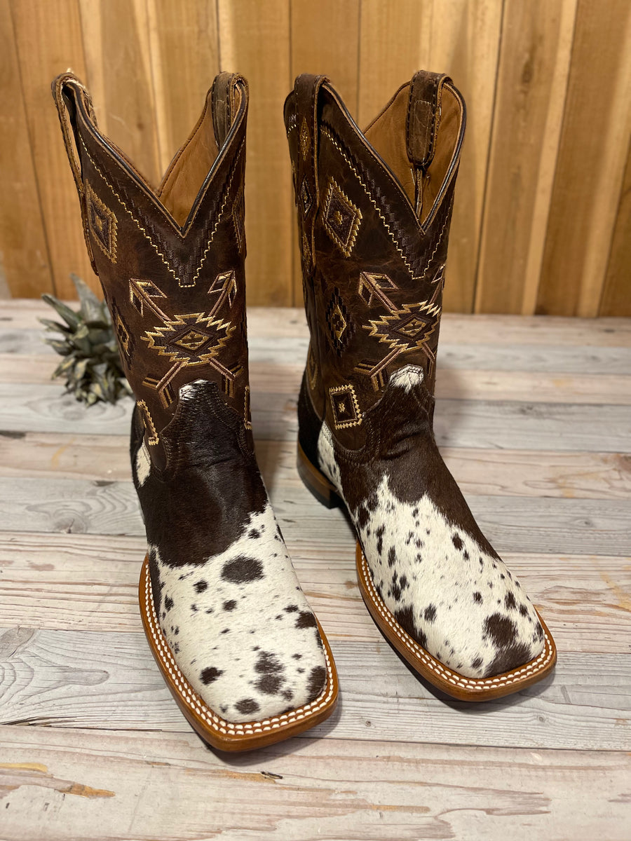 Exotic Leather Boot “ Dirt Brown 2 ” Cowhide Size 9.5 – Roman Valley Ranch