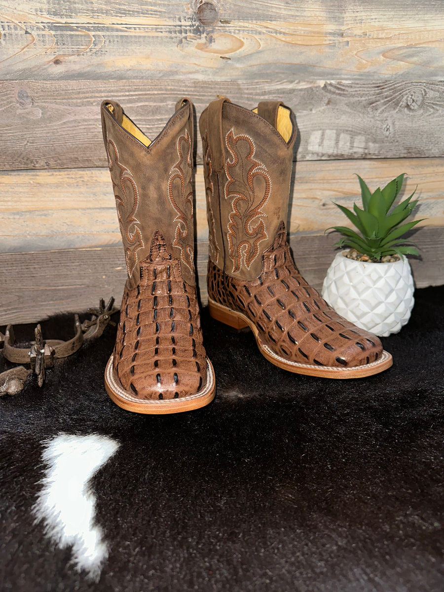 BOYS' NILE CROC PRINT WESTERN BOOTS - SQUARE TOE – Roman Valley Ranch